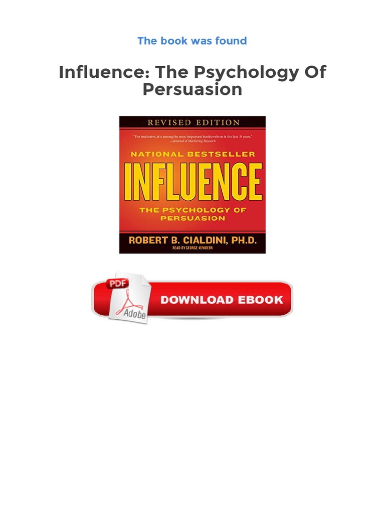 Influence the Psychology of Persuasion PDF | Persuasion | Psychology