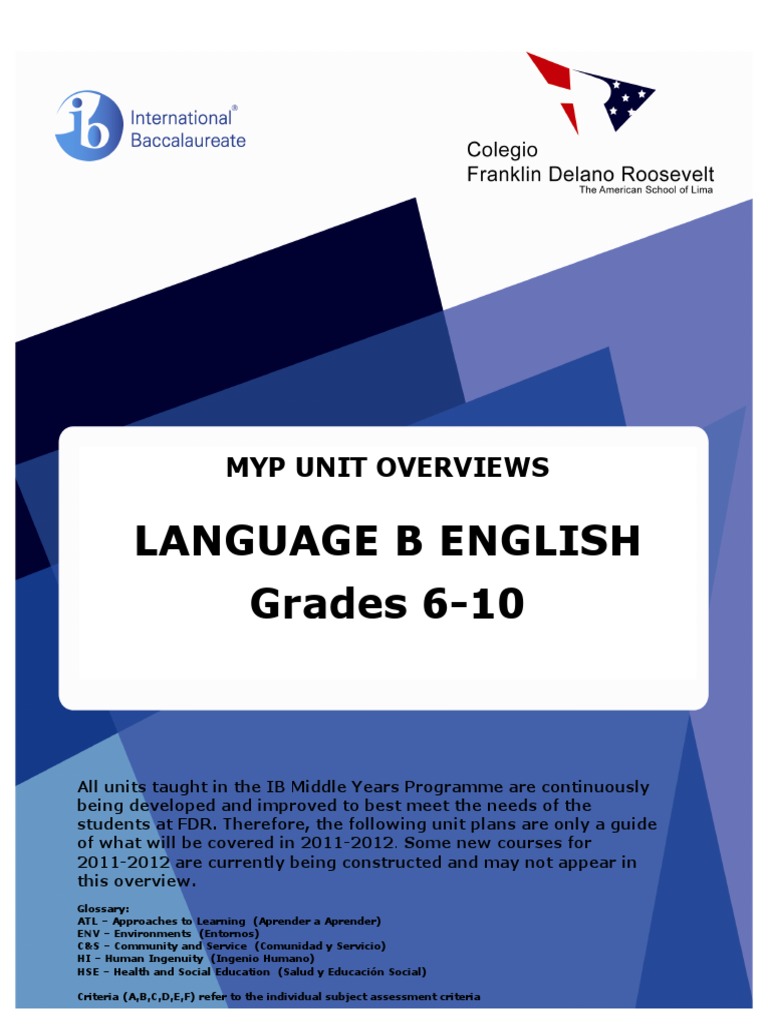 Language B English Grades 6-10: Myp Unit Overviews | PDF | Poetry ...
