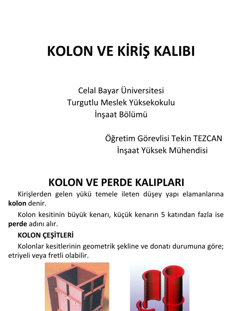 Kolon Ve Ki̇ri̇ş Kalibi | PDF