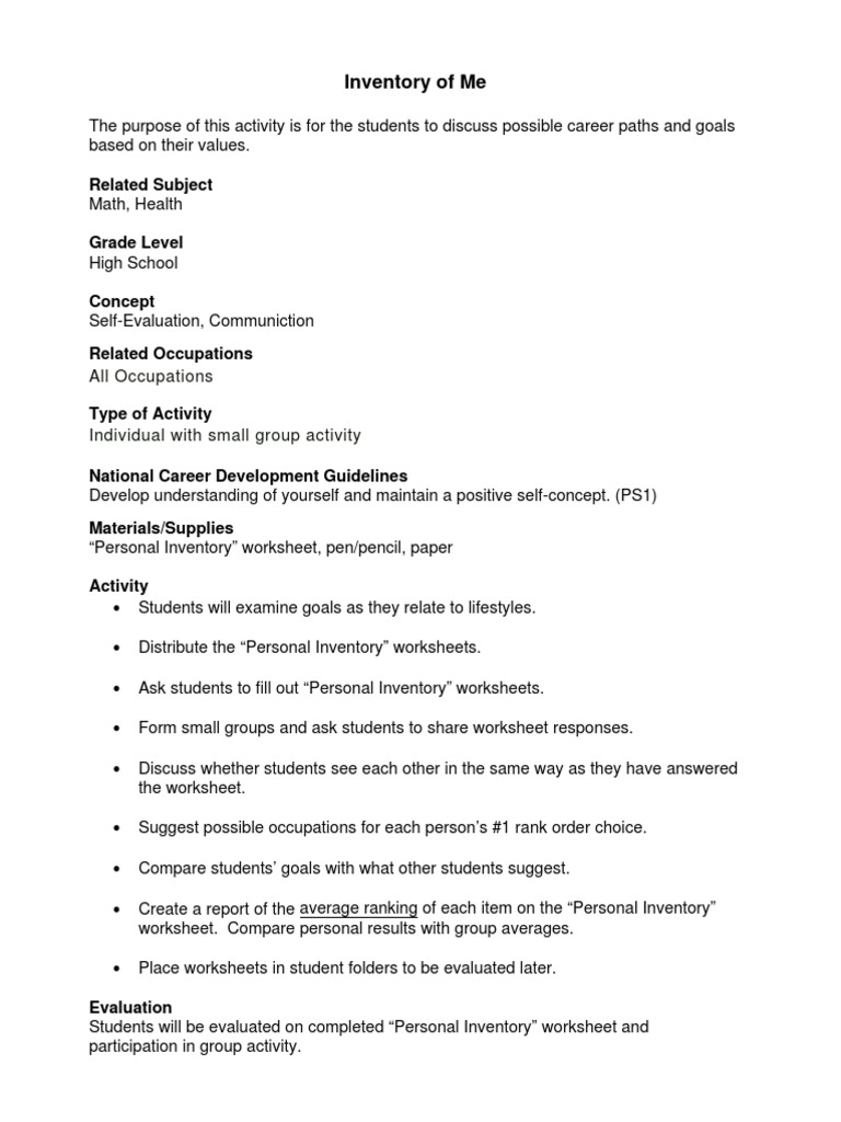 Career Inventory of Me | PDF