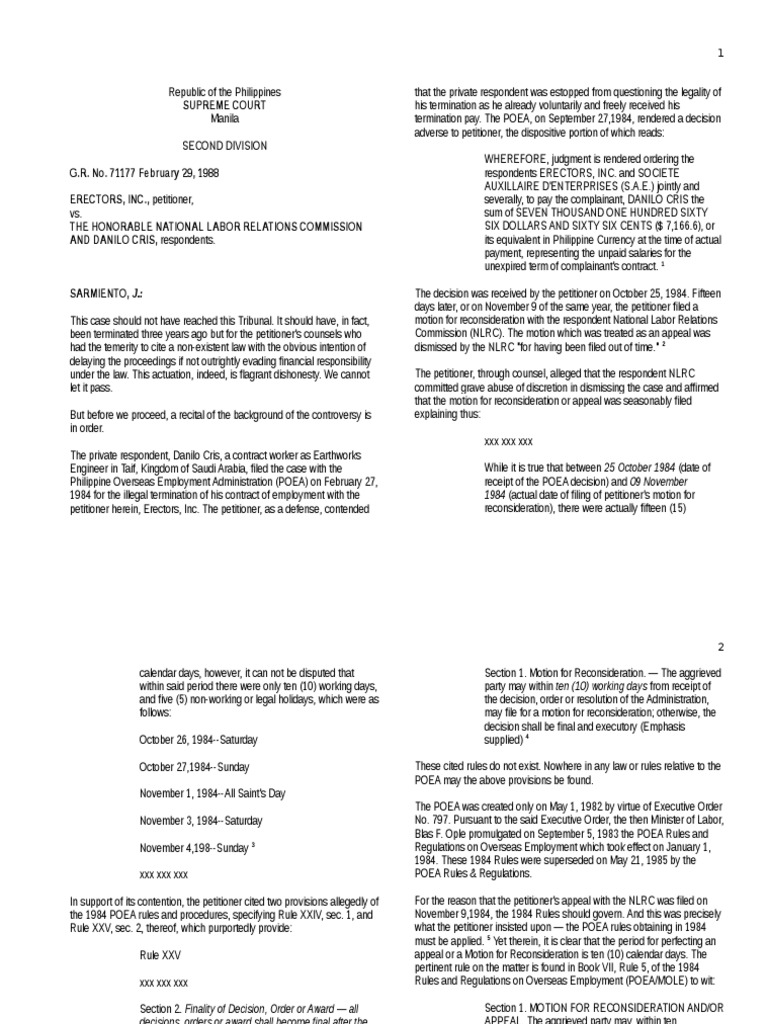 Erectors Inc. V NLRC | PDF | Judgment (Law) | Arbitration