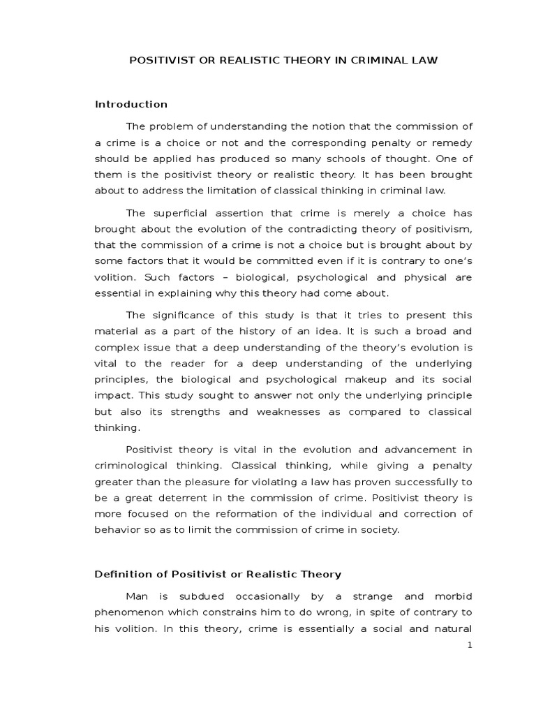 Legal Philosophy - Positivist Theory in Criminal Law | PDF ...