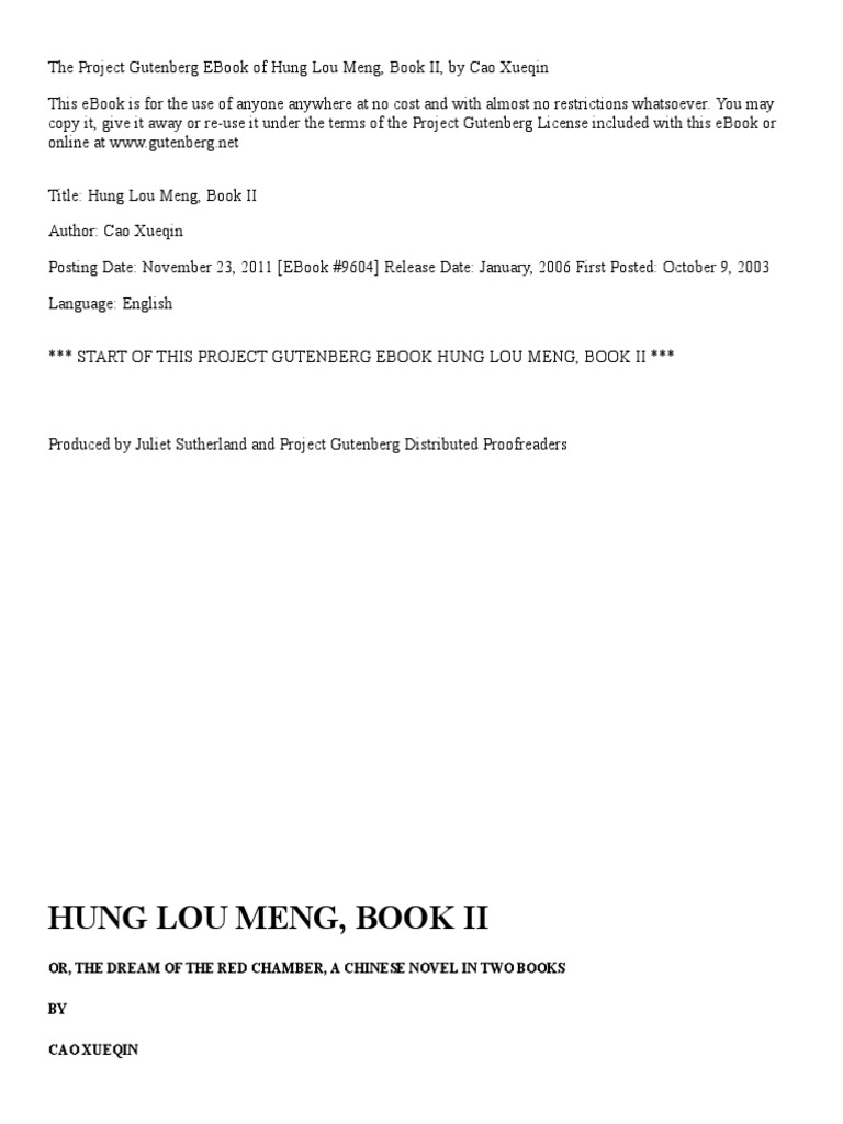 Dream of The Red Chamber Book 2 | PDF