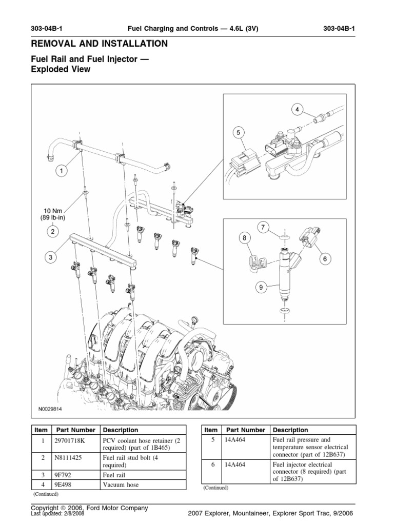 Fuel Rail and Fuel Injector 8212 Exploded View Removal and Installation ...