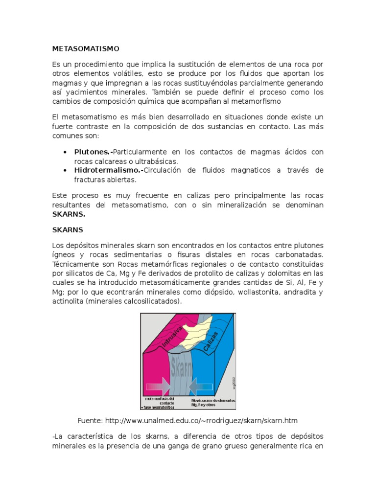 Metasomatismo 1 | PDF | Minerales | Roca (geología)