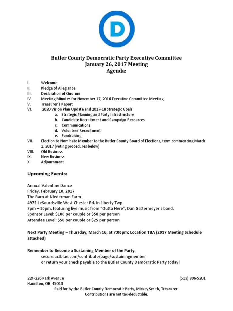 1 26 17 Meeting Agenda | Elections | Committee