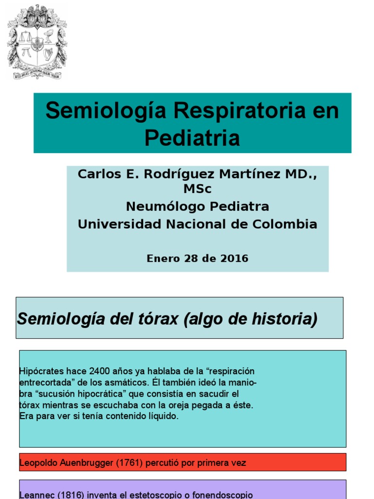Semiología Respiratoria en Pediatría Presentación | PDF | Tos | Sistema ...