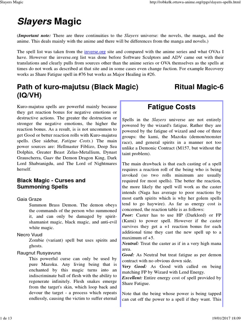 Kuro-Majutsu: Black Magic in Slayers | PDF | Magic (Paranormal) | Nature