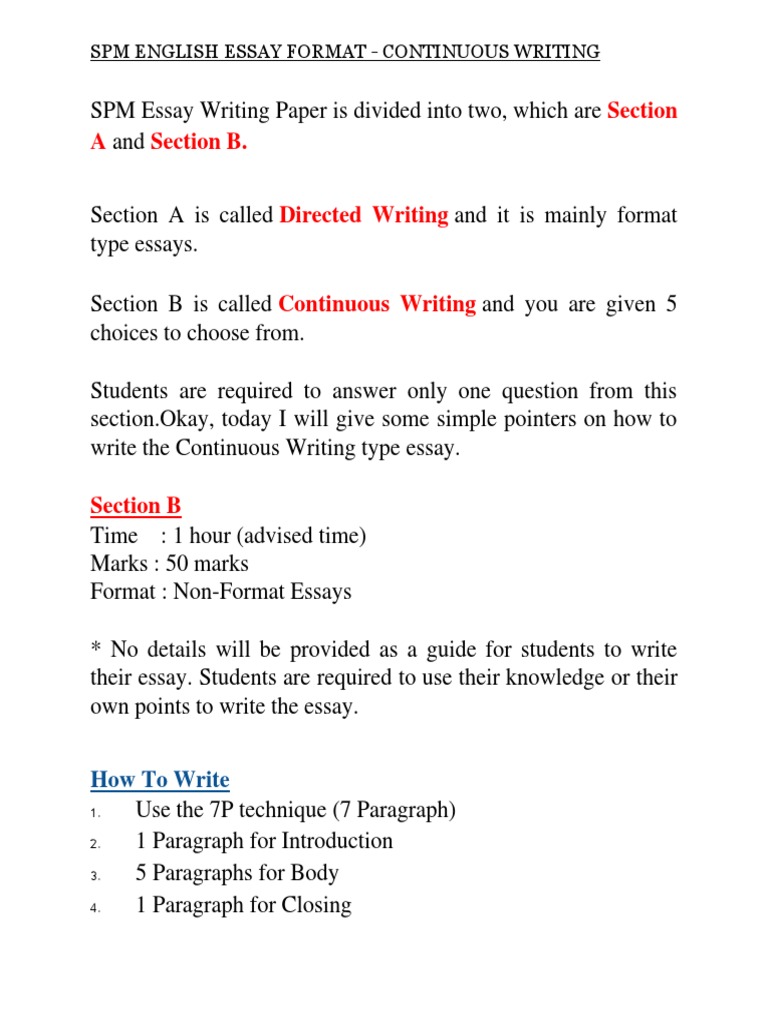 SPM English Essay Format | PDF | Paragraph | Essays