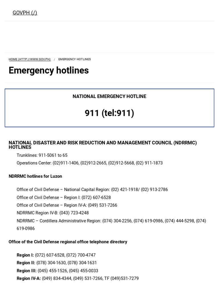 Emergency Hotlines - Official Gazette of The Republic of The ...