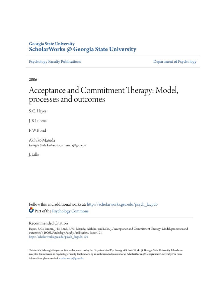 Acceptance and Commitment Therapy Overview | PDF