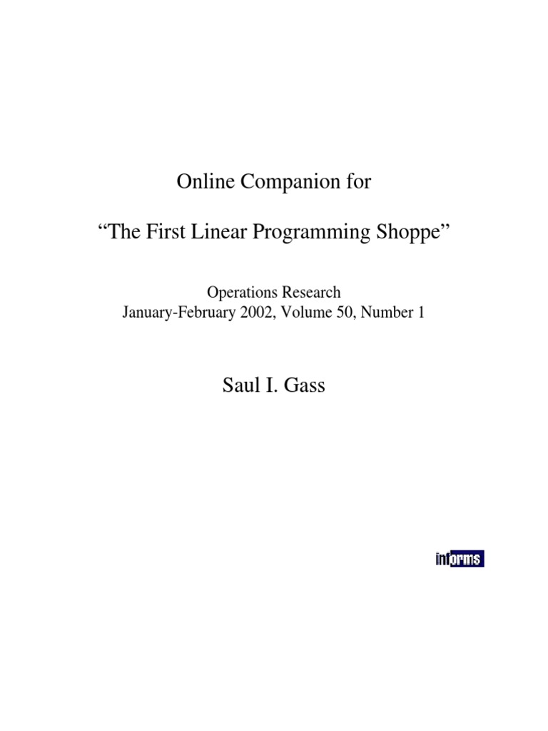 The First Linear Programming Shoppe | PDF | Operations Research | Mathematical Optimization