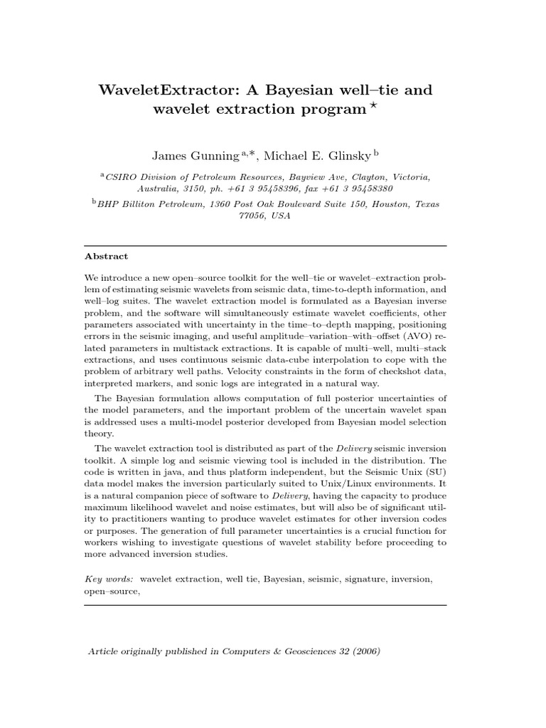 Wave Let Extraction | PDF | Reflection Seismology | Wavelet
