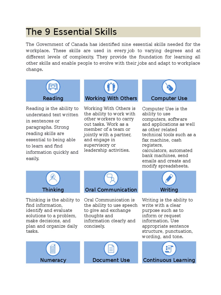 The 9 Essential Skills | PDF