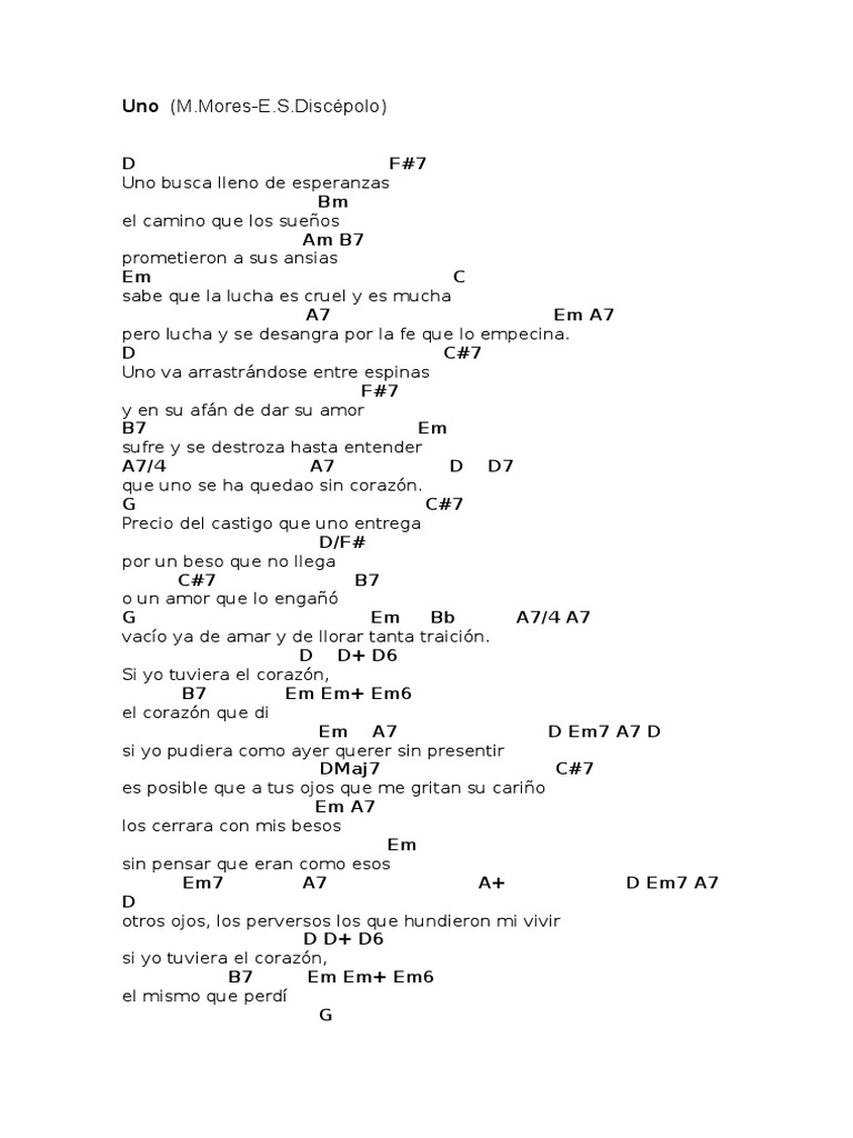 Uno (Tango) - Letra y Acordes