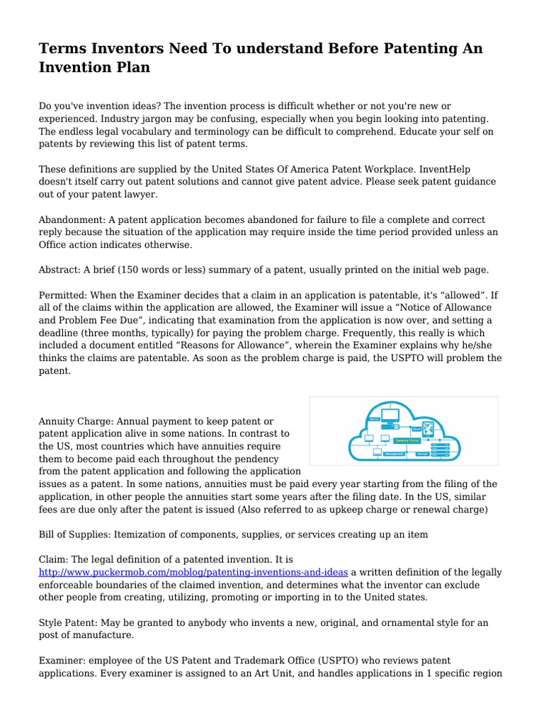 Terms Inventors Need To Understand Before Patenting An Invention Plan ...