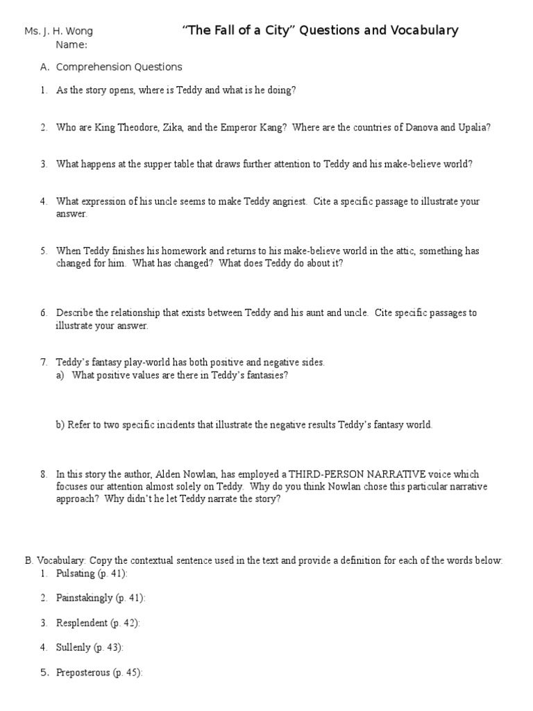 "The Fall of a City: Study Guide" | PDF