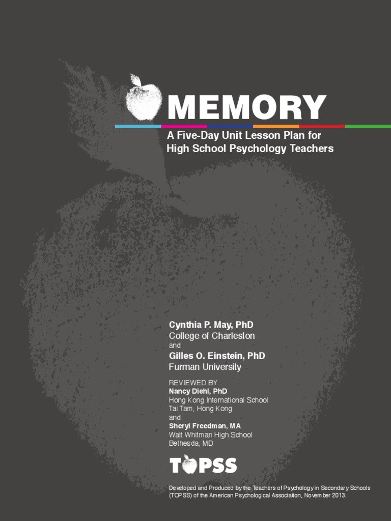 Memory: A Five-Day Unit Lesson Plan For High School Psychology Teachers | PDF | Memory | Recall ...