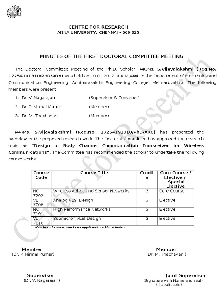 Centre For Research ,: Anna University CHENNAI - 600 025 | PDF