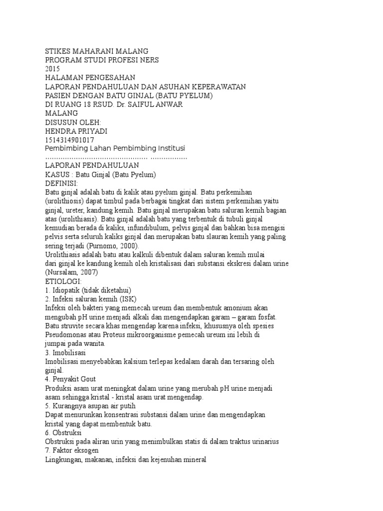 Lap. Pendh. Batu Pyelum | PDF
