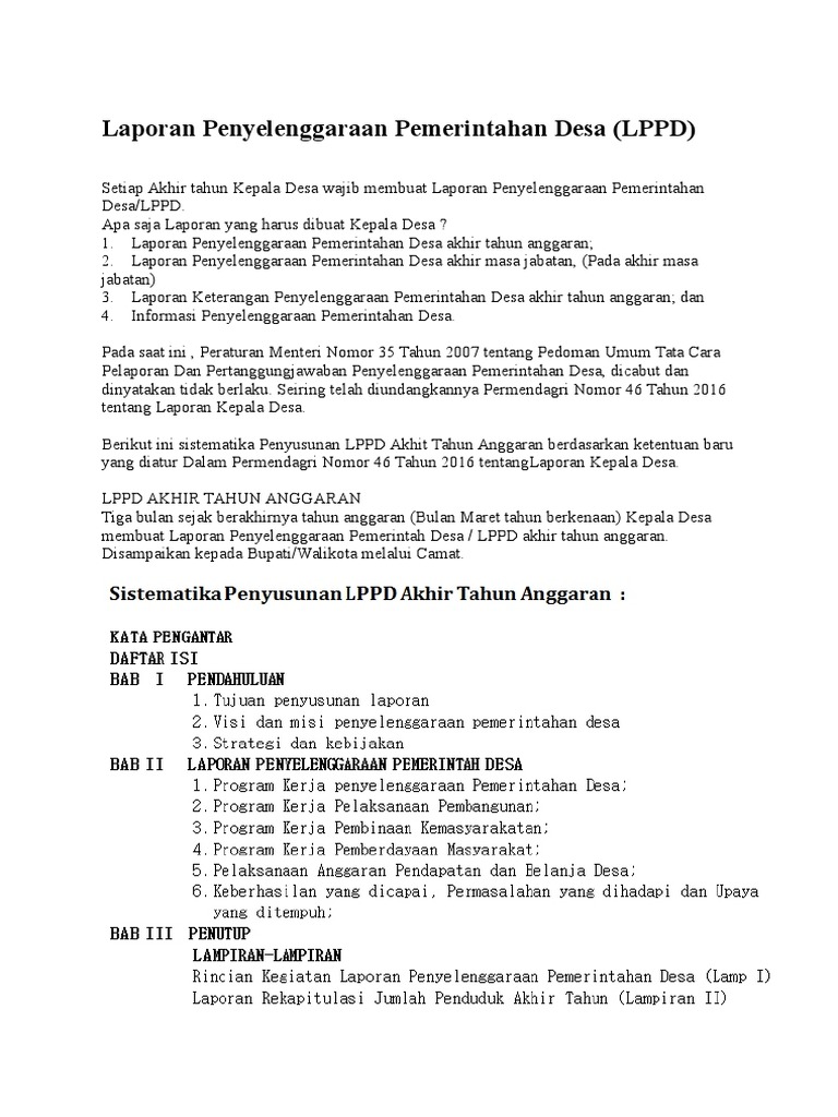 LPPD Contoh Kepala Desa | PDF