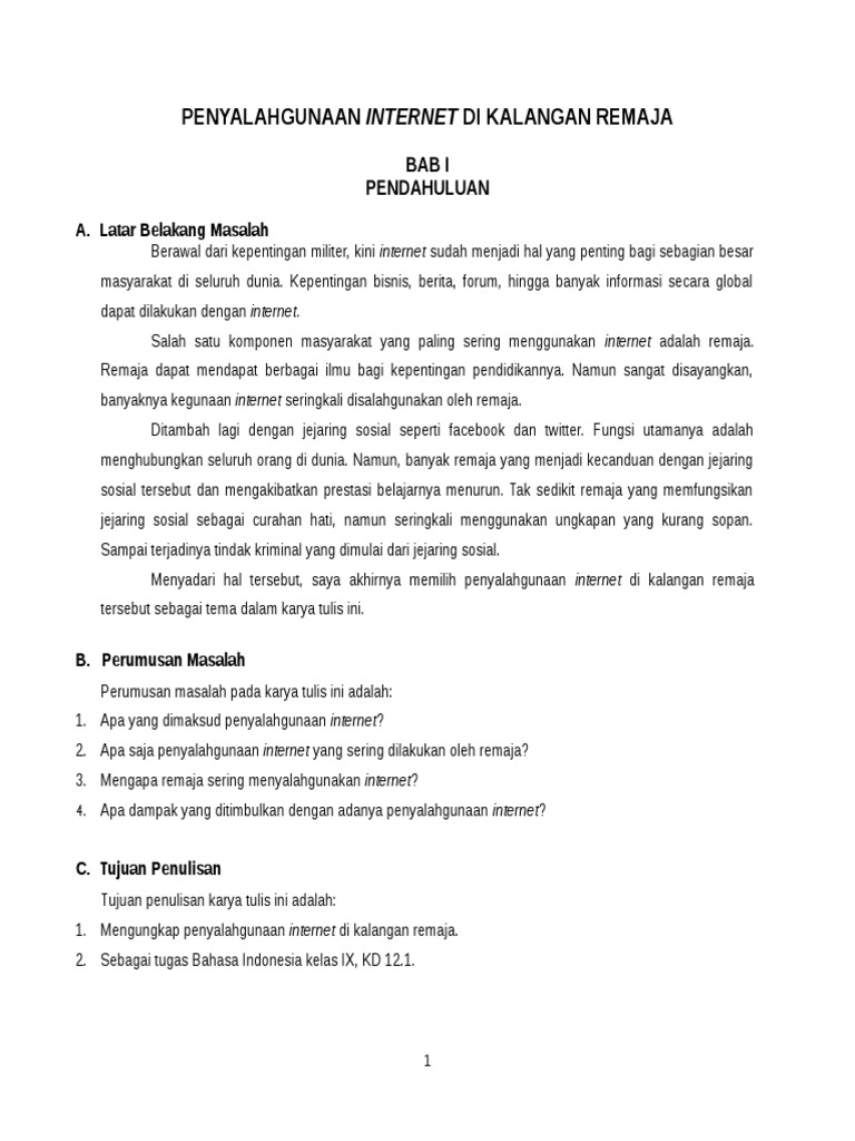 Penyalahgunaan Internet Remaja | PDF