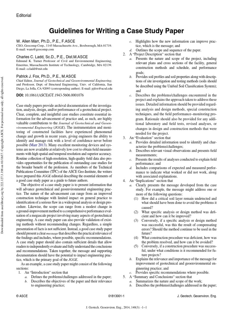Asce Guidelines For Writing Case Study | Download Free PDF | Analysis ...