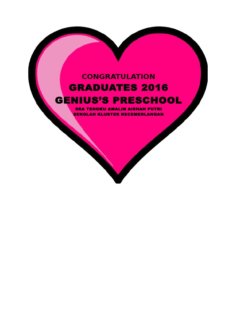 Graduates 2016 Genius'S Preschool: Congratulation | PDF