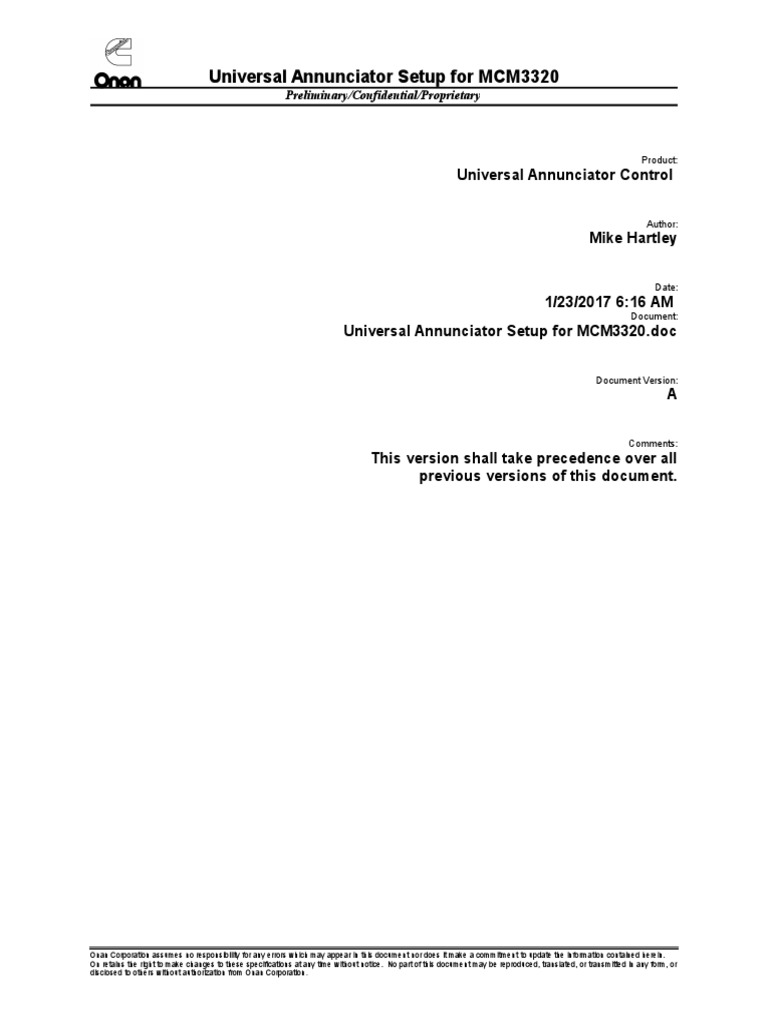Annunciator Set Up For MCM 3320 | PDF | Yellow | Light Emitting Diode