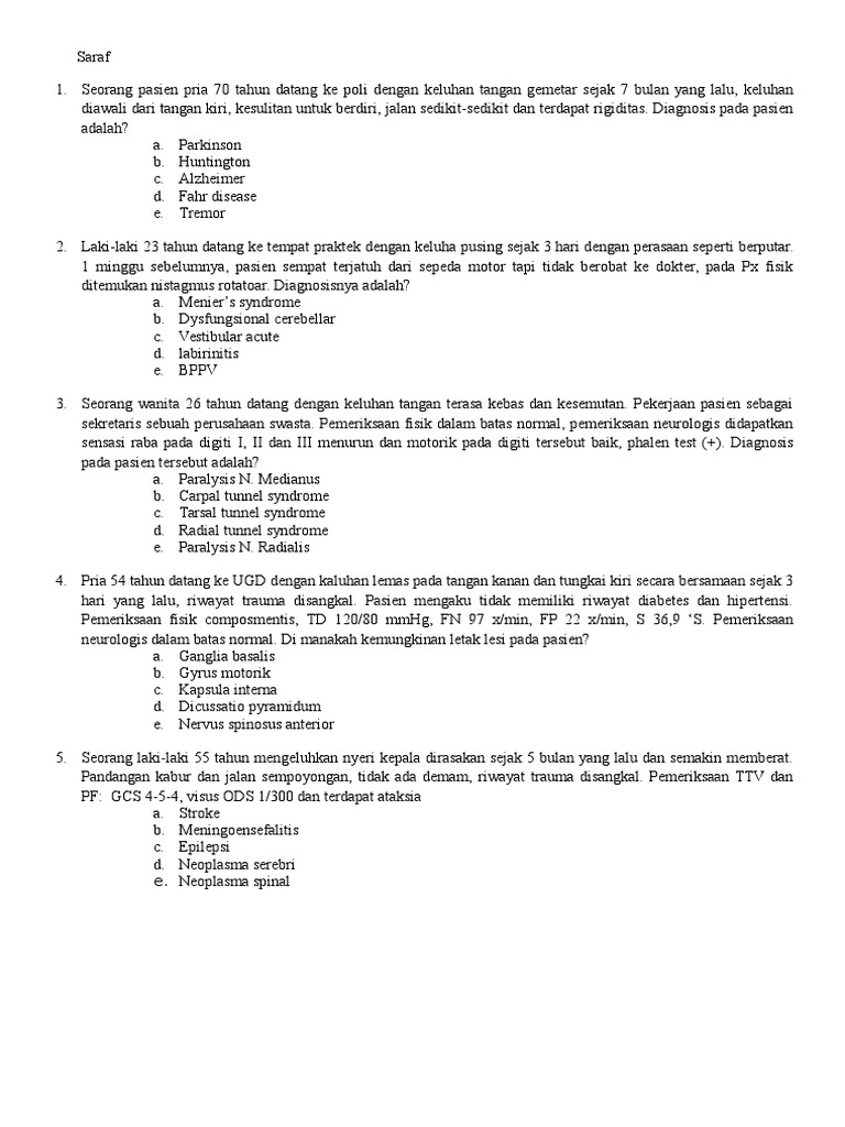 Soal UKMPPD Saraf | PDF | Sains & Matematika