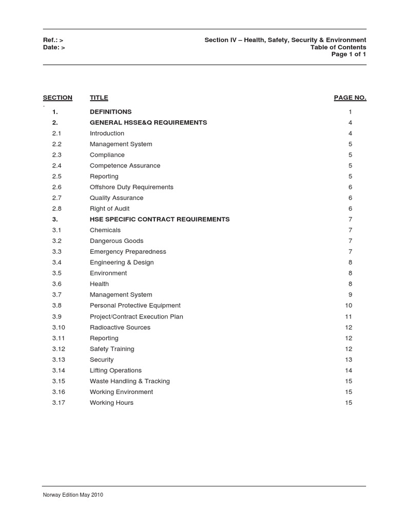Hsse Q Contract Requirements | PDF | Dangerous Goods | Safety