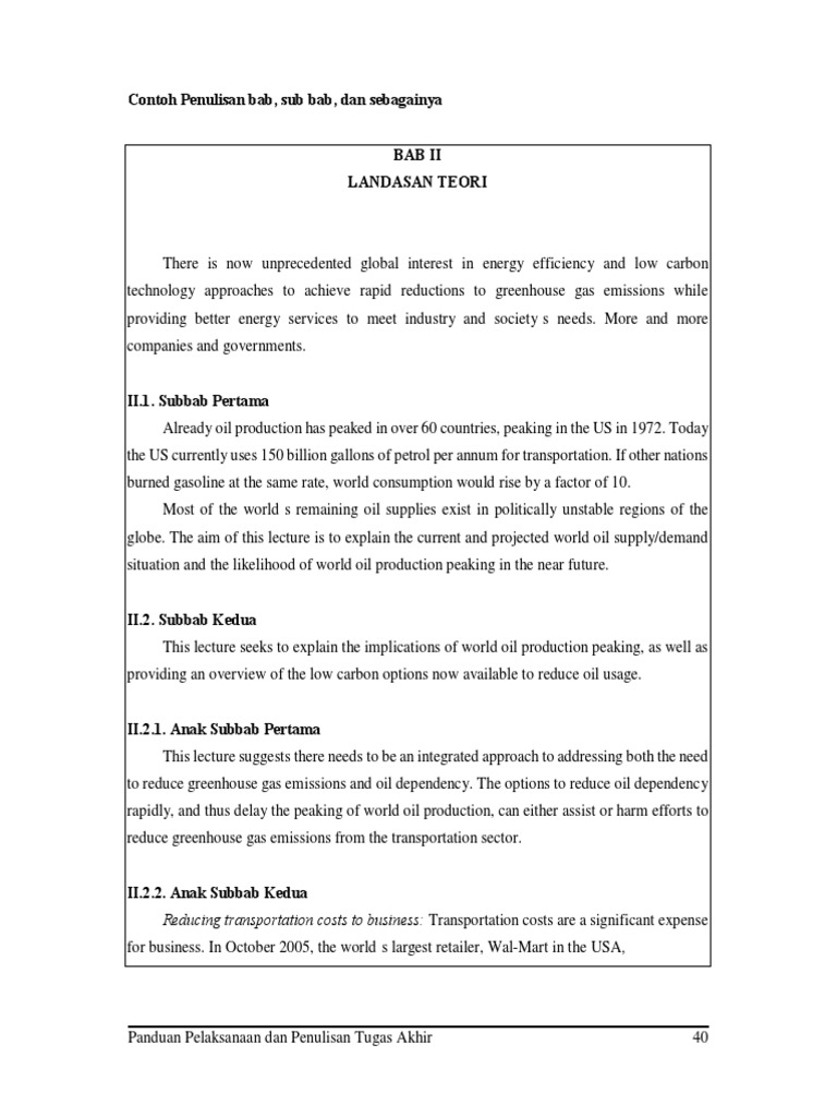 Contoh Penulisan Bab, Sub Bab, Gambar, Tabel, Dan Daftar Pustaka | PDF
