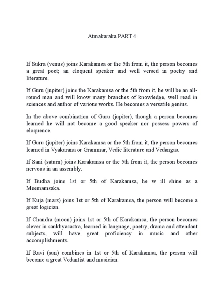 Atmakaraka PART 4 | PDF | Planets In Astrology | Divination