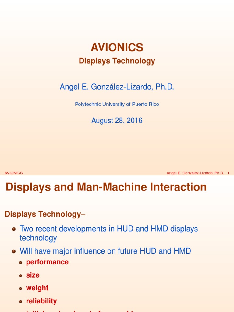 Avionics Displays Technology | PDF | Holography | Optics