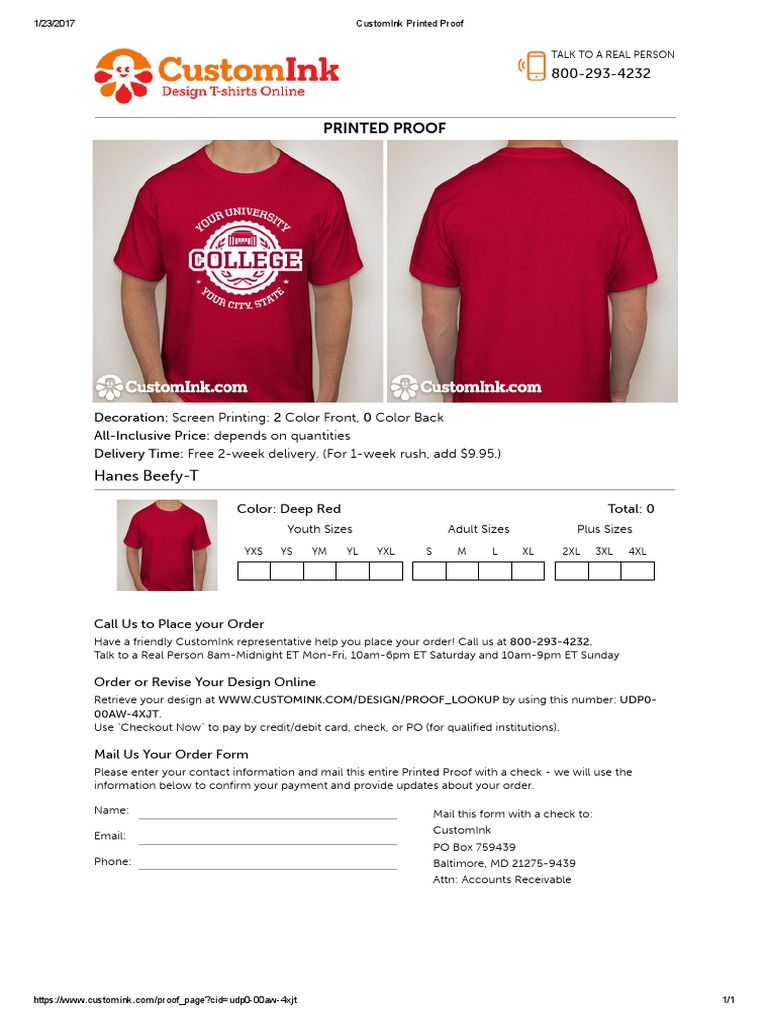 CustomInk Printed Proof | PDF