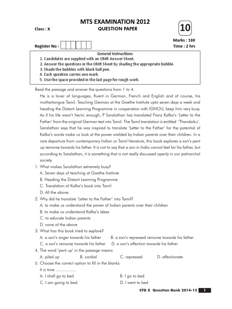 Mtse Question Bank Grade 10 PDF | PDF | Unrest | Nature