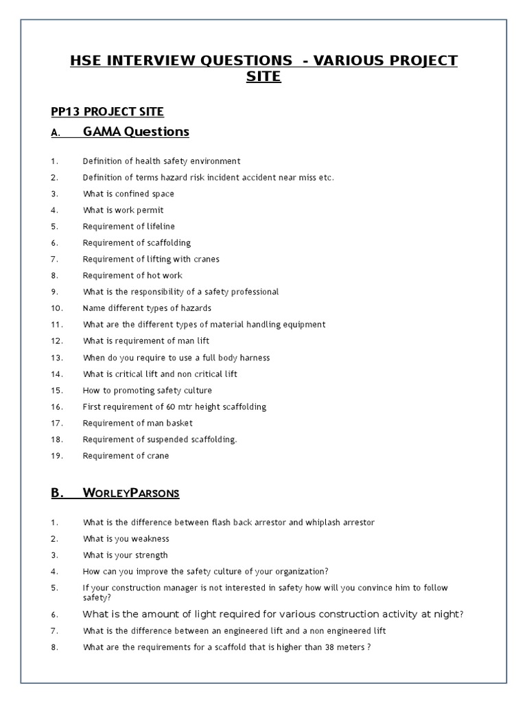 HSE Interview Questions and Answers Guide | PDF | Safety | Crane (Machine)