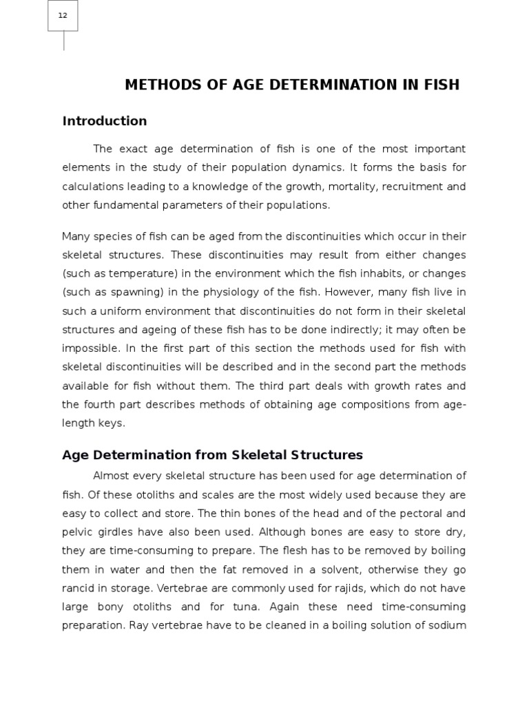 Methods of Age Determination in Fish | PDF | Fish | Skeleton