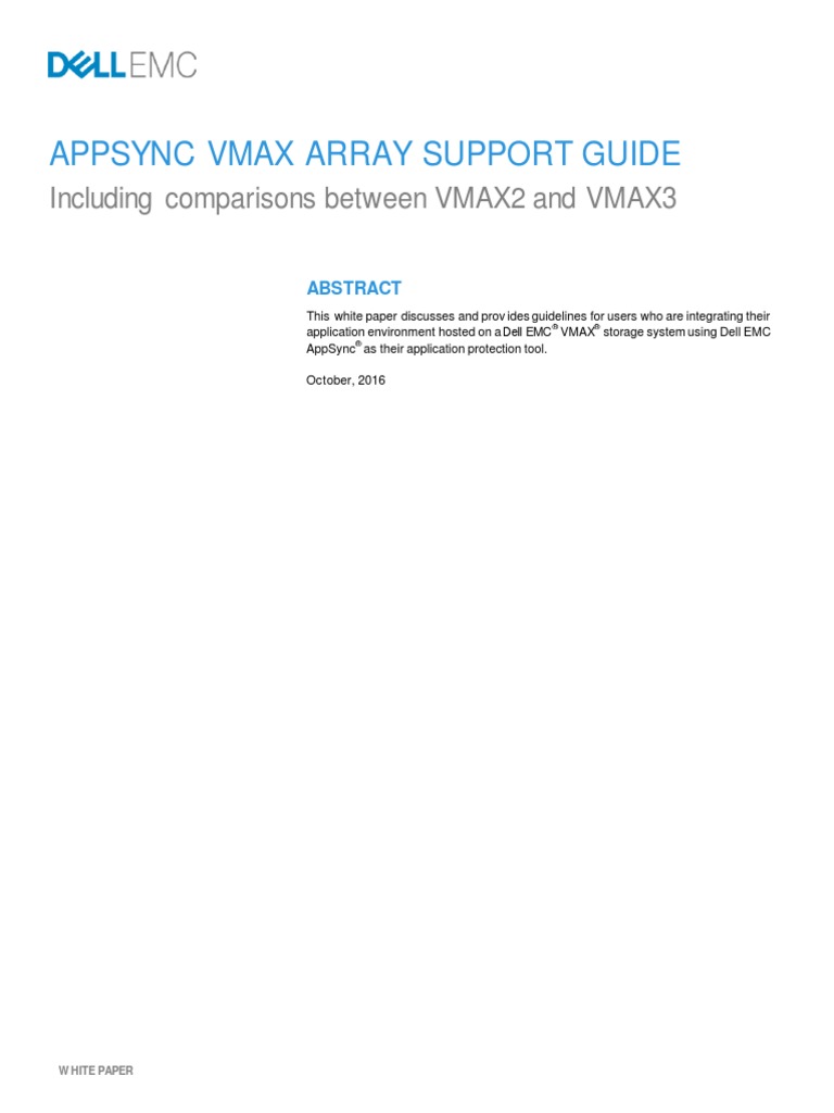 Docu55944 AppSync VMAX Array Support Guide Including Comparisons ...