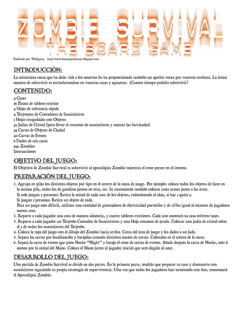 Manual Zombie Survival Español | PDF | Zombis | Libro de revelación