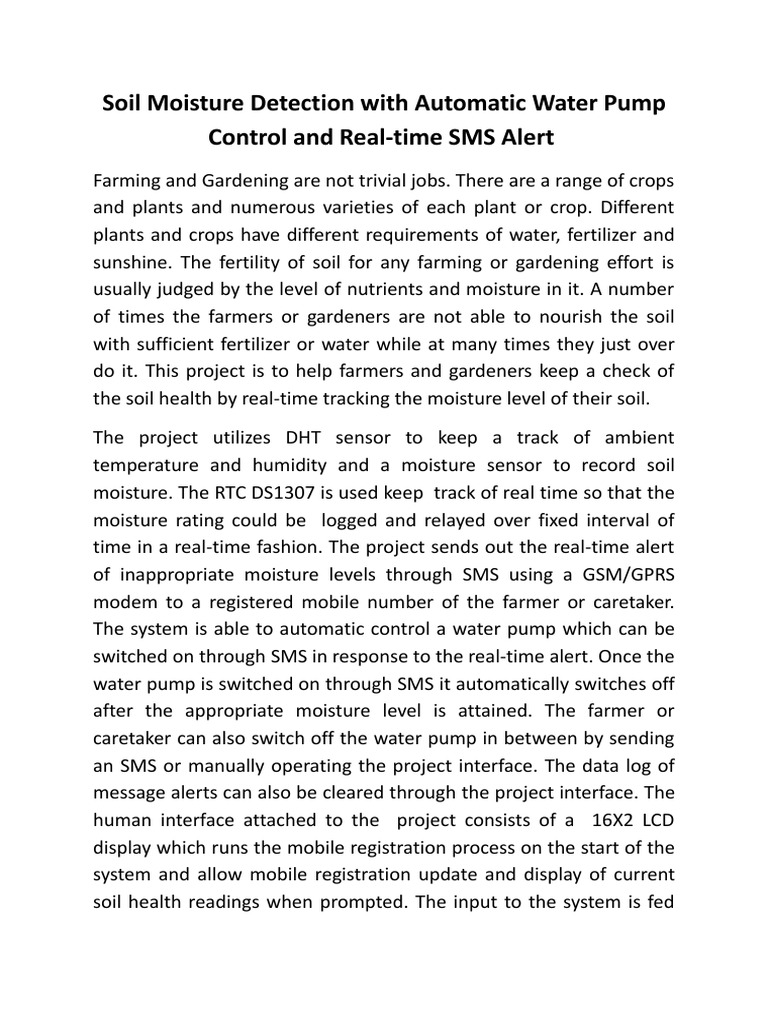Soil Moisture Detection With Automatic Water Pump Control and Real-Time ...