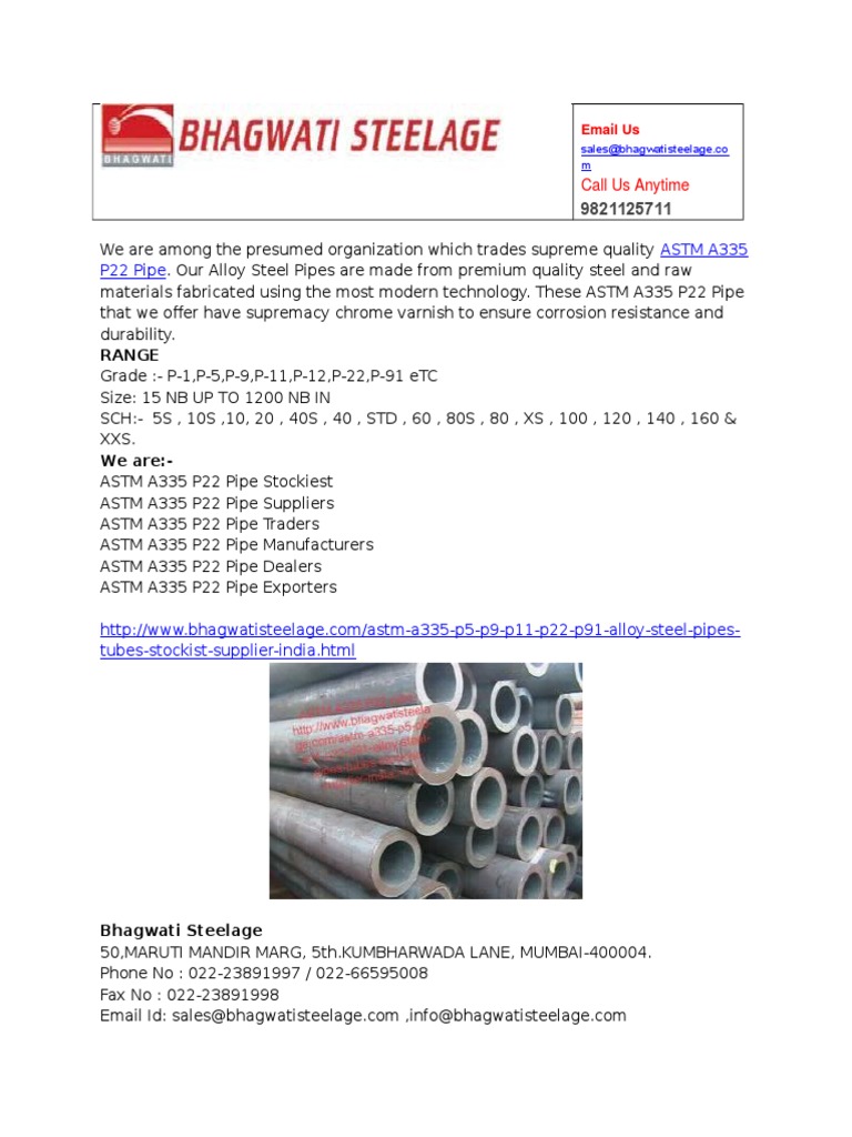 Astm A335 p22 Pipe | PDF