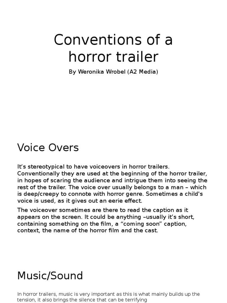 Conventions of A Horror Trailer | PDF | Horror Films | Leisure