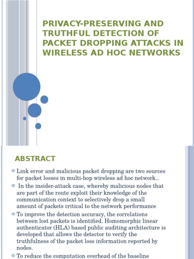 Privacy-Preserving and Truthful Detection of Packet Dropping Attacks | PDF | Network Packet ...