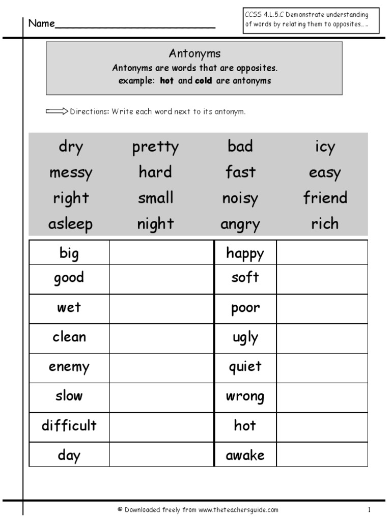Antonyms PDF | PDF