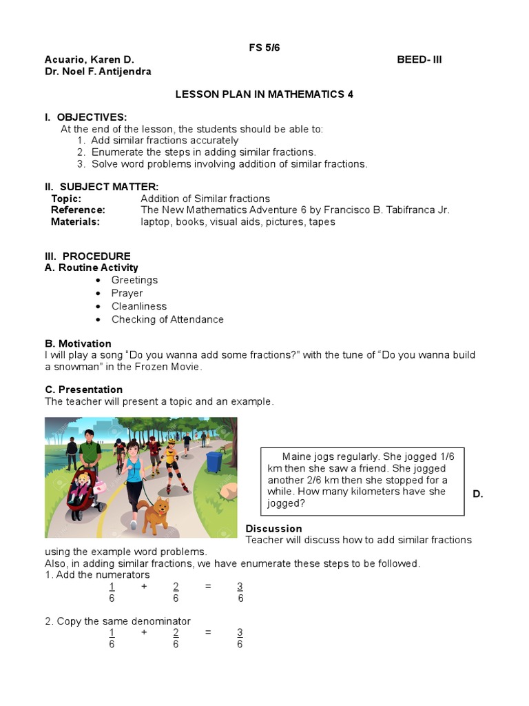 Semi-Detailed Lesson Plan in MATH | PDF | Fraction (Mathematics ...