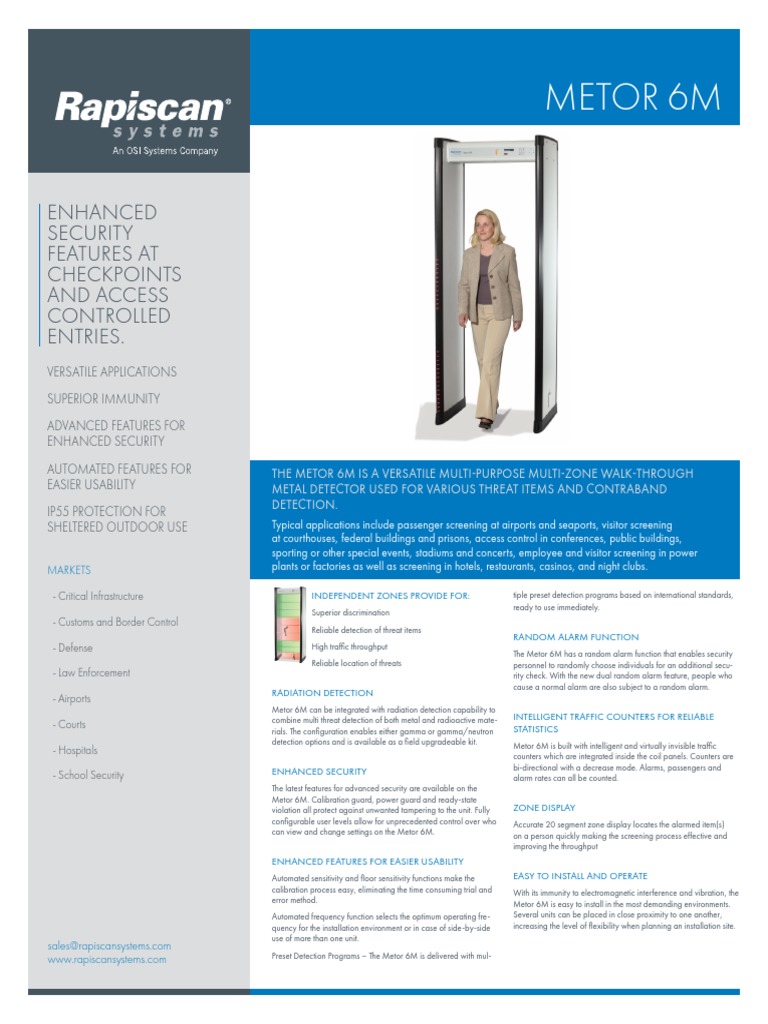Metor 6M Datasheet | PDF | Metal Detector | Access Control
