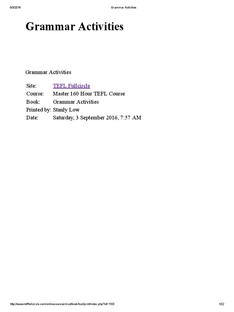 Grammar Activities | PDF | Perfect (Grammar) | Grammatical Tense