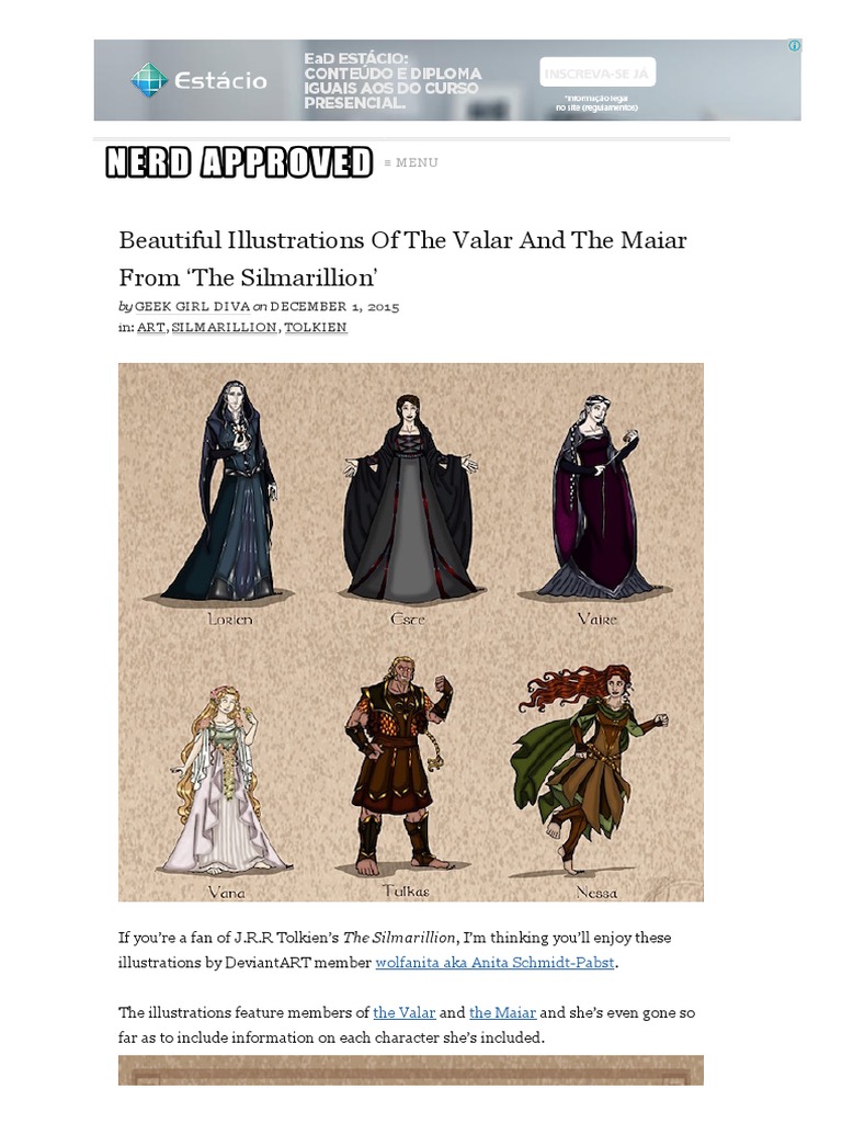 Illustrations of the Valar and the Maiar From ‘the Silmarillion ...
