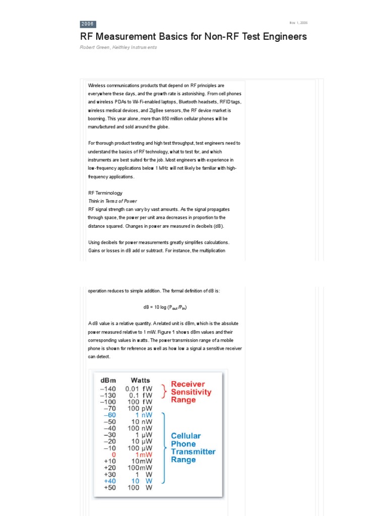 RF Measurement Basics For Non-RF Test Engineers | Download Free PDF ...
